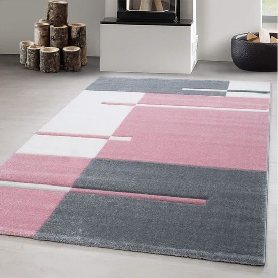 Tapis À Poils Ras - Rose - Carrés - 16061 - Tapis Coureur - Salon-Salle ...