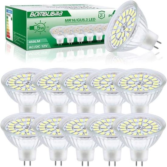 Ampoule Led Gu5 3 Mr16 Led 12v 5w Equivalent à 50w Halogène Blanc Froid