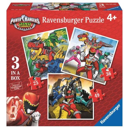 Puzzle 25 pièces 3 Puzzles - Power Rangers - Cdiscount Jeux - Jouets