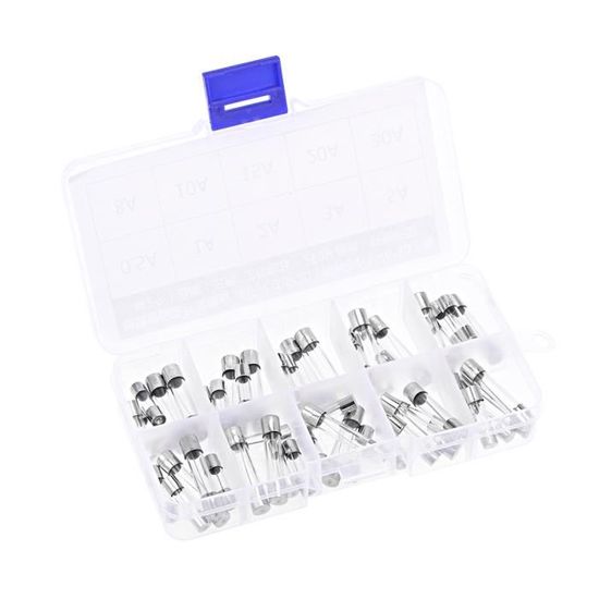 SOURCING MAP 50Pcs Fusible à cartouche fusion rapide automobile 0.5A 1A 2A 3A 5A 8A 10A 15A 20A ...