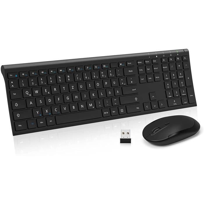 Clavier et souris sans fil ultra fin 2,4 G avec pavé numériqueclavier ...