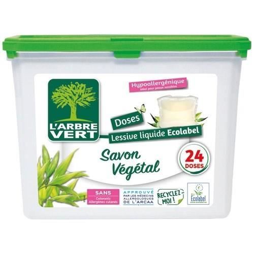 L'ARBRE VERT Lessive capsules x 24 savon végétal hypoallergénique ...