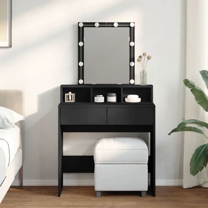 Moderne Coiffeuse avec LED - VIDAXL - noir 80x41x144,5 cm 666795 ...
