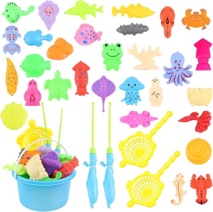 35 Pièces Jouet De Peche Magnétique,Jouet De Bain,Ensemble De Jouets De ...