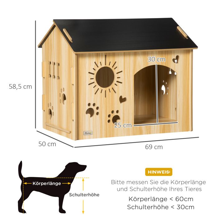 Niche pour chien en bois maison pour petits animaux avec ouvertures d ...