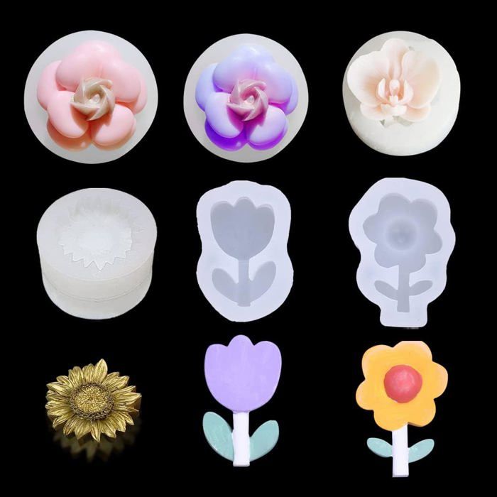 6Pcs Moules en Resine Fleur Moules en Silicone de Tournesol Mould de ...