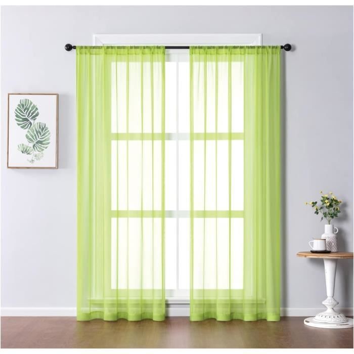 2 Panneaux Rideaux Voilages, Voile Rideaux Fenetre Polyester Sans ...