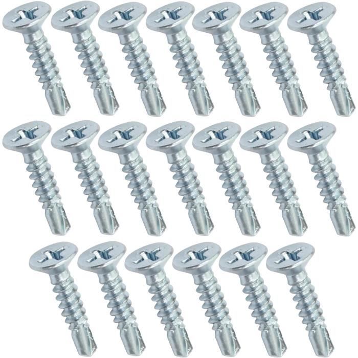 C44688 - Lot De 20 - Vis À Tôle Autoperceuses Ø3.9X19Mm À Tête Fraisée - Din 7504 P - À ...