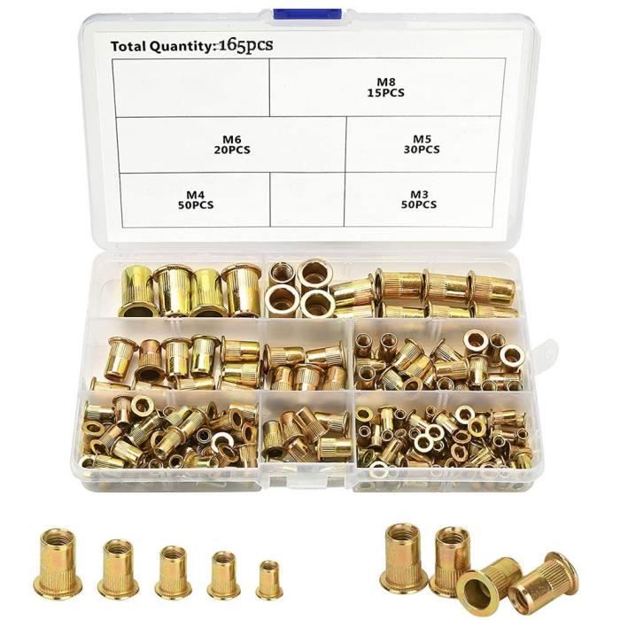 Écrou De Rivet en,165 Pièces Écrous à Sertir,Ecrous à Rivets Aveugles ...