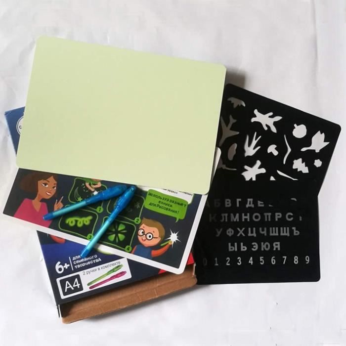Bloc à dessin lumineux A4 en PVC avec lumière dans le noir - Jouet pour ...