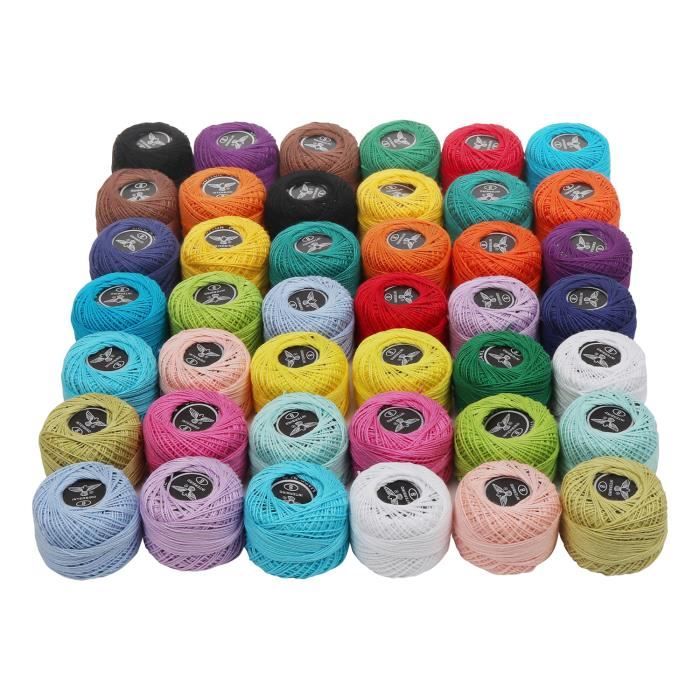 Fils de crochet - 42 Pcs Fil en Coton - Assortiment de couleurs arc ...