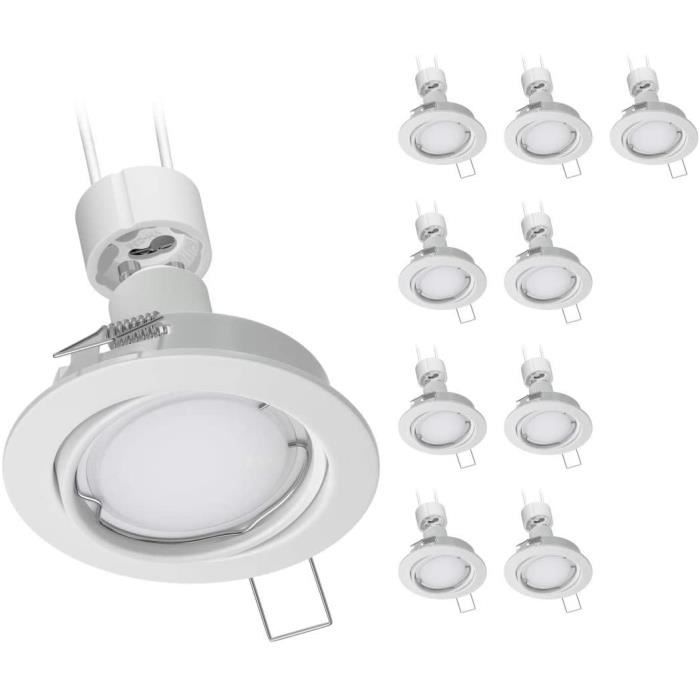 Spot encastré de plafond FERE cadre encastré blanc mat pivotant GU10 ...