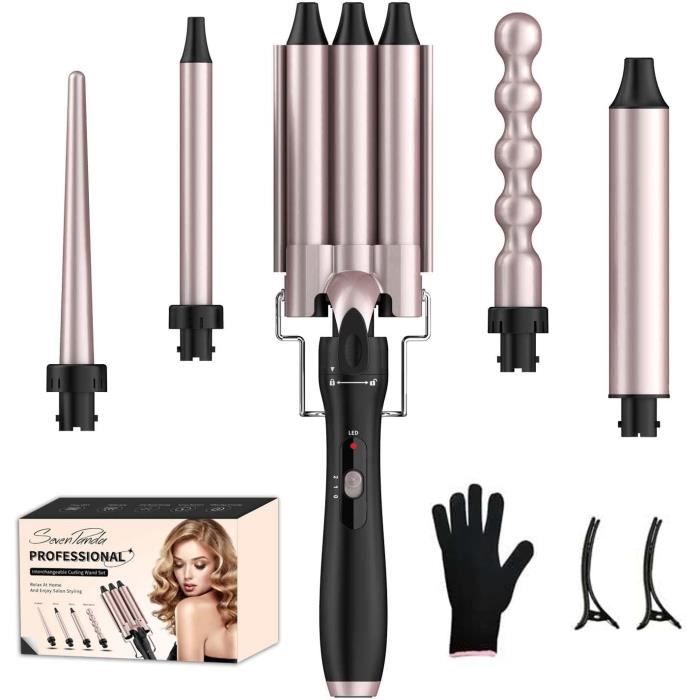 Ensemble De Fer À Friser 5 En 1 Fer À Boucler 9-25Mm Boucleur A Cheveux Fer À Friser En ...