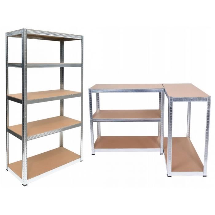 Rayonnage industriel en métal - HUCOCO - 90x30x180 - 5 étagères ...