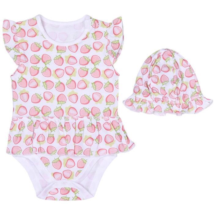 Robe body et chapeau en coton bio Fraise Rose - Cdiscount Prêt-à-Porter