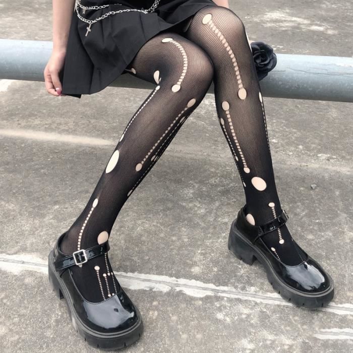 Collant,Collants Sexy pour femmes noires, bretelles de pistolet, bas de ...