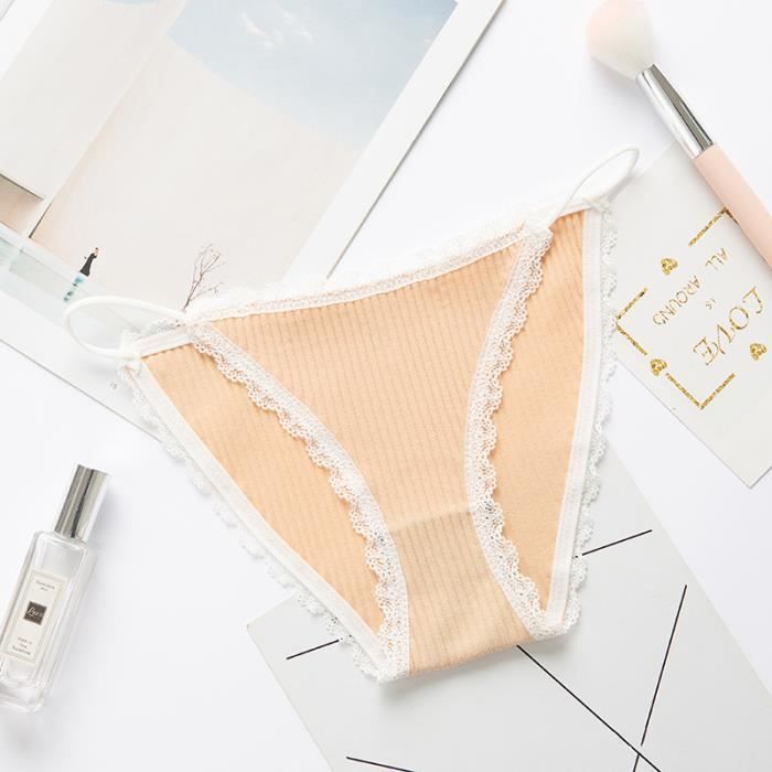 Culotte-slip en coton simple et dentelle pour femme - Skin ...