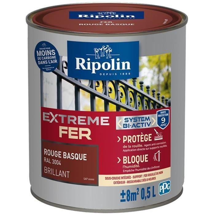 RIPOLIN - Extrême Fer - Rouge Basque Ral 3004 - Brillant - 0,5L ...