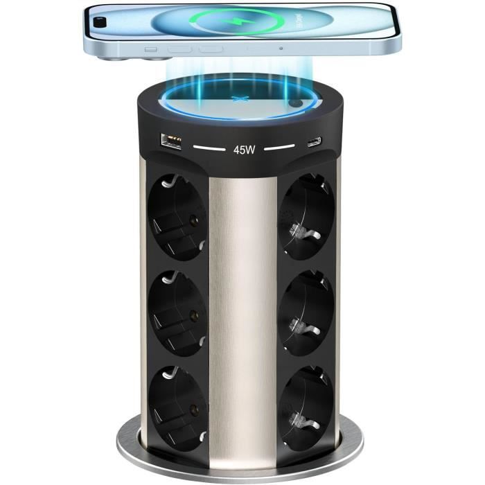 Multiprise Rétractable 12 Prises Avec Chargeur Sans Fil 15W, Cuisine ...
