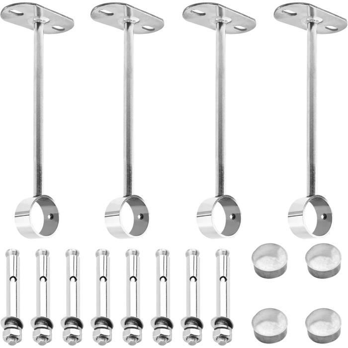 Mromax Lot De 4 Supports De Tringle À Rideaux Au Plafond 32 Mm - En Acier Inoxydable - Pour ...