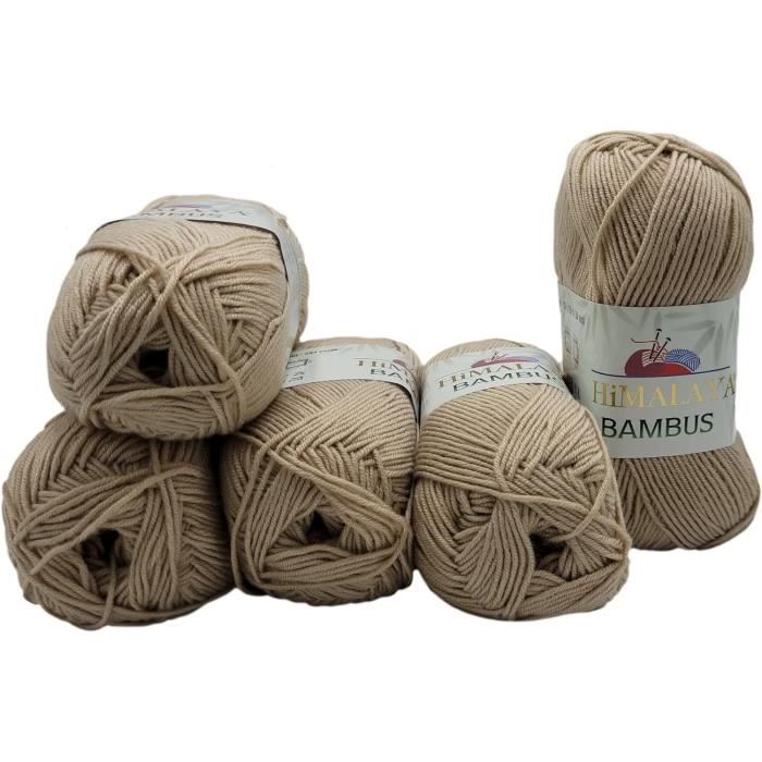 Himalaya Lot De 5 Pelotes De Fil À Tricoter En Bambou Uni De 100 G De ...