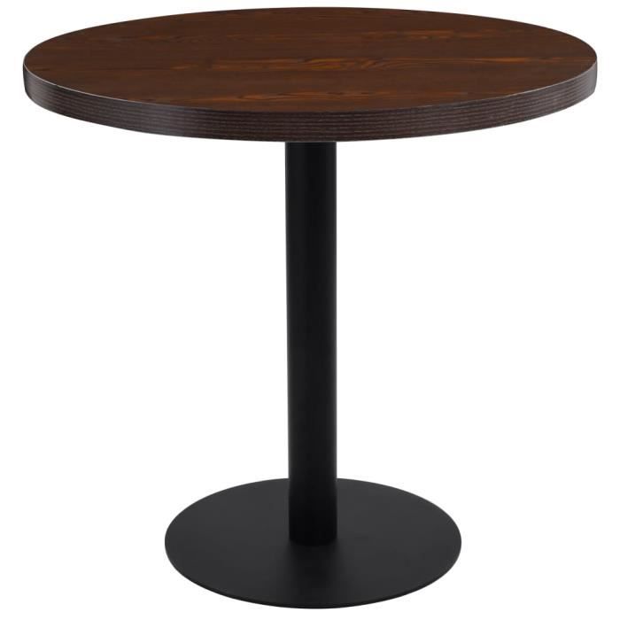 LIQ - Table de bistro Marron foncé 80 cm MDF Pour votre Cuisine Q84734 ...