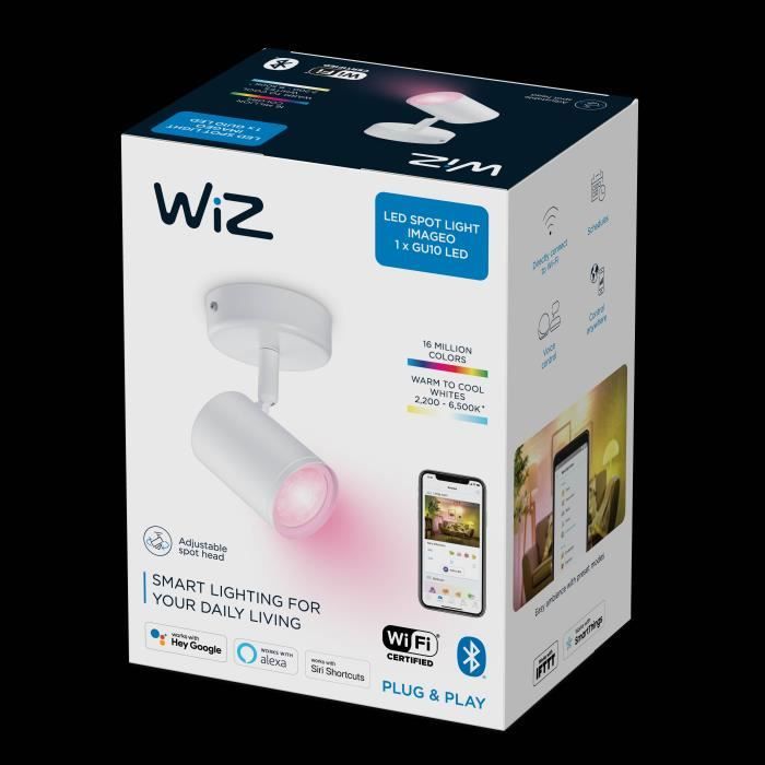 WiZ Spot Connecté Wi-Fi couleur IMAGEO 1x5W 22-65K, Blanc - Cdiscount ...