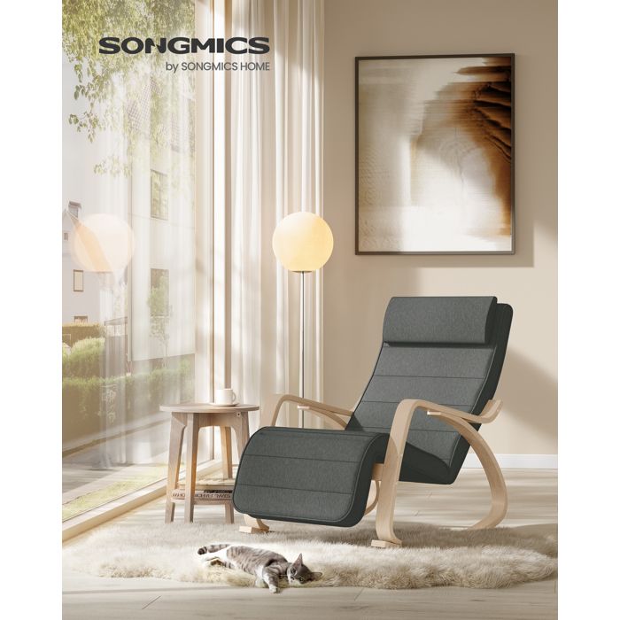 SONGMICS Fauteuil a bascule Rocking Chair avec Repose pieds reglable 55 x 115 x 91 cm Charge maximum 150 kg gris Cdiscount Maison