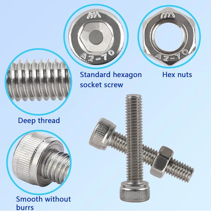 M5 Vis Inox,Visserie,Vis Autoforeuse Metal 304 Kit En Acier Inoxydable ...