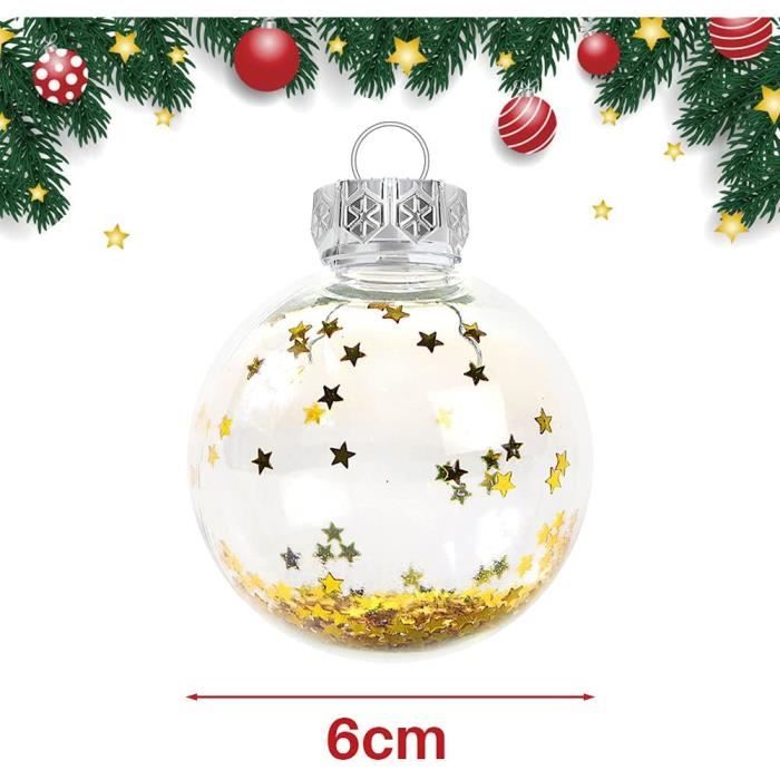 Boules de Noël Transparente Remplissable,12 Boules de Noël Ornements en Plastique Remplissable ...
