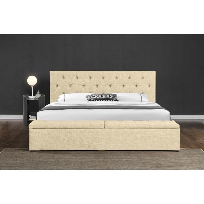 Lit coffre Boks Lin Sable 140 x 190 cm - DFM - Contemporain - Design ...
