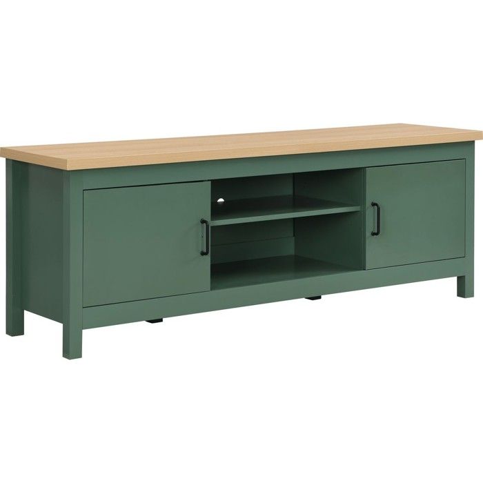 Meuble TV 2 portes vert 160 cm - Sana - Cdiscount Maison