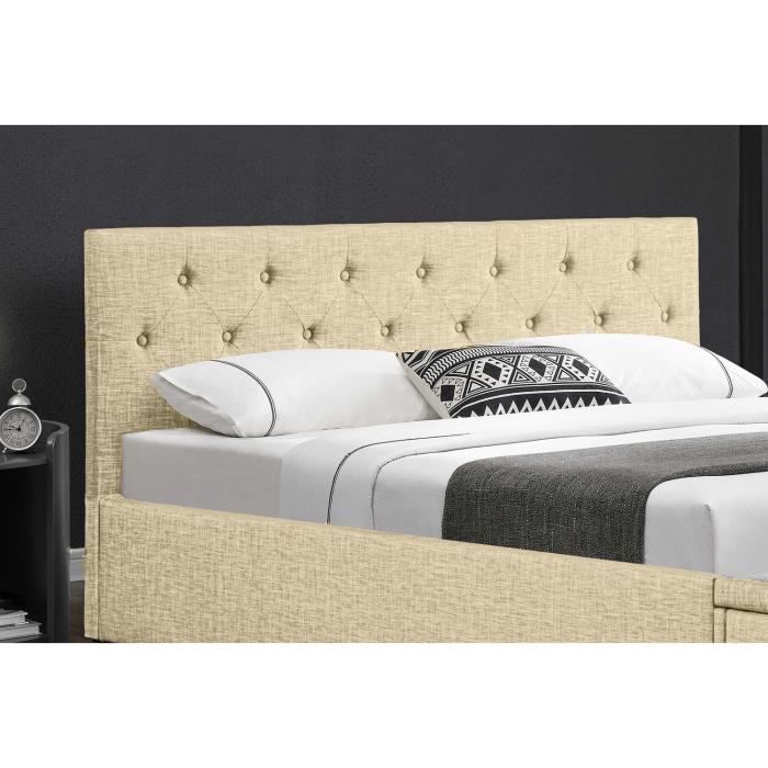 Lit coffre Boks Lin Sable 140 x 190 cm - DFM - Contemporain - Design ...