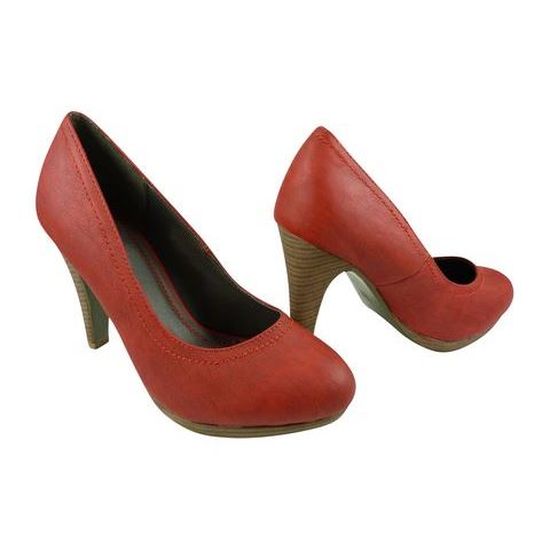 Escarpins bout rond talons hauts Rouge - Achat / Vente Escarpins bout ...