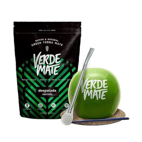 Yerba Mate Kit Verde Mate Despalada Non Fumé 500g + Calebasse Mate Vert ...