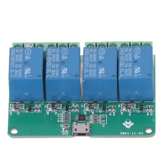 Zerone Module de relais 5V Module de relais 4 canaux 5V pour carte d'extension USB sans lecteur ...