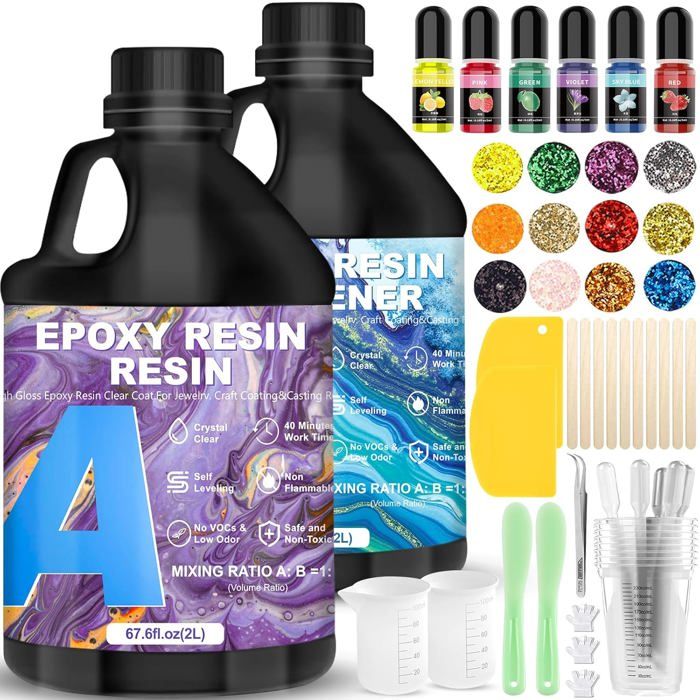 Résine Époxy Transparente Resine Epoxy 4L Kit Complet pour Artisanat et ...