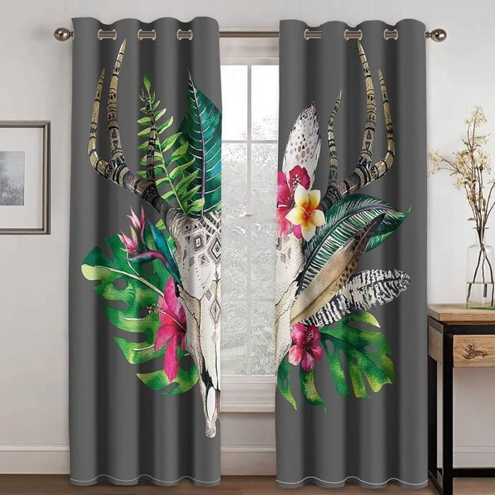 Rideau Occultant Thermiques 3D Plantes D'Art Colorées Motif - Lot De 2 ...