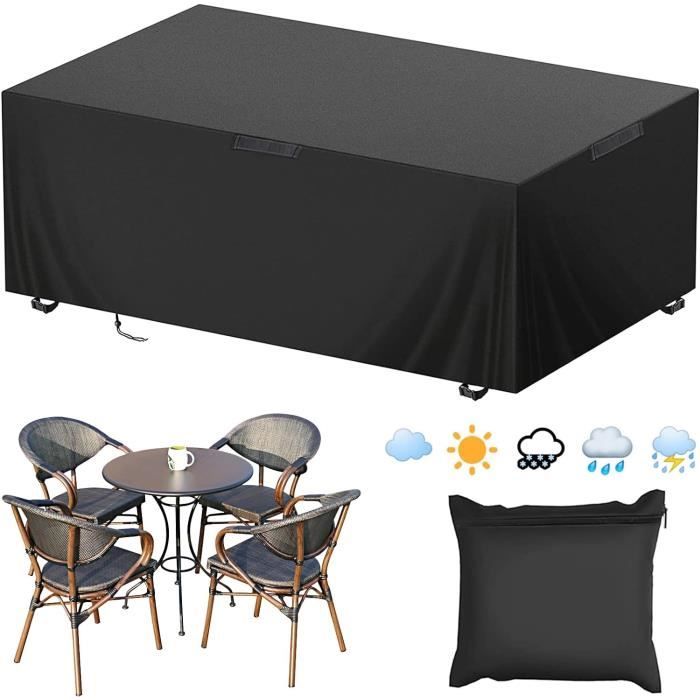Housse De Protection Pour Table De Jardin 420D - Noir - 242X162X100Cm ...