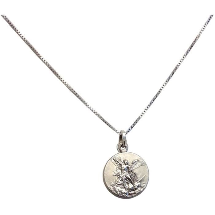 Médaille de Saint-Michel Archange En Argent Massif 925 avec la Chaîne ...