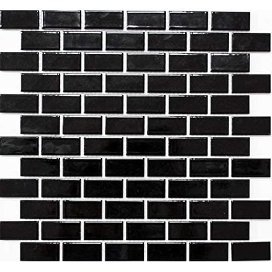 Mosaïque - MOSANI - MOS24-4BG - Céramique - Noir Brillant - Anti ...