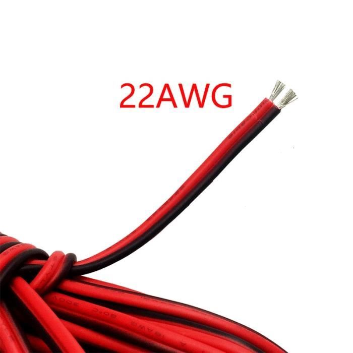Câble-fil - Rallonge électrique - 2 broches rouge noir - 22 AWG - 10m - Cdiscount Bricolage