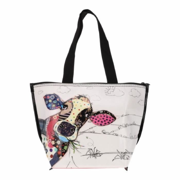 Sac isotherme recyclé trapeze Vache Kiub Kook PM 35 cm - blanc/noir ...