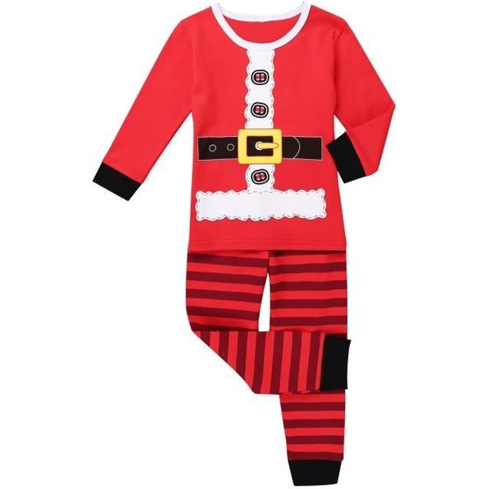 Pyjama De Noël Enfant Garçon Fille Ensemble Vêtements Chemises Manches