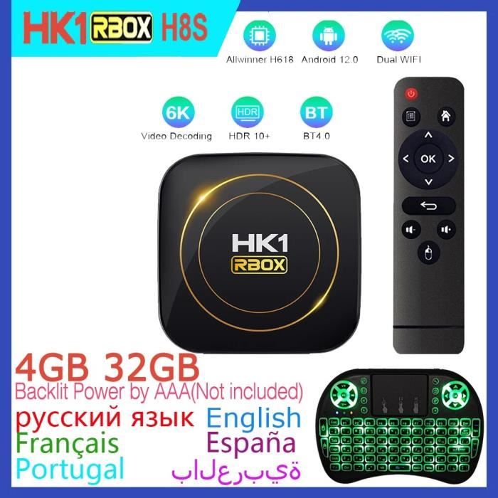 HK1 RBOX H8S Android 12.0 Smart TV Box Allwinner H618 Quadcore Cortex-A53 6K LAN 100M BT4.0 ...