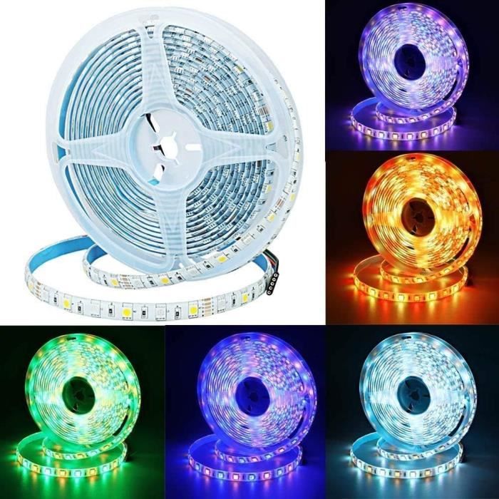 JOYLIT Ruban à LED RGBW(RGB et Blanc) Multicolore 5 Mètres CC 12V IP65 ...