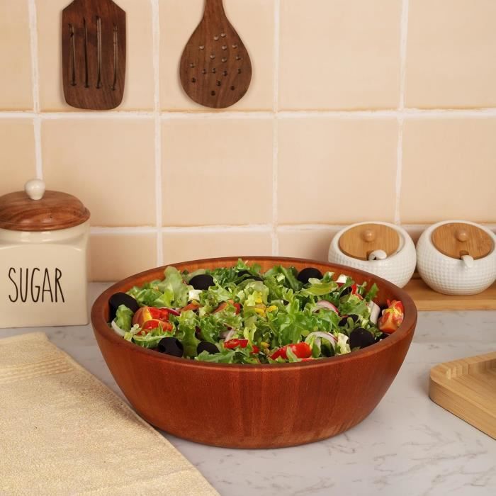 Grand Saladier Bambou - Bol a Salade 29,5 cm - Saladier Bois Rond pour ...