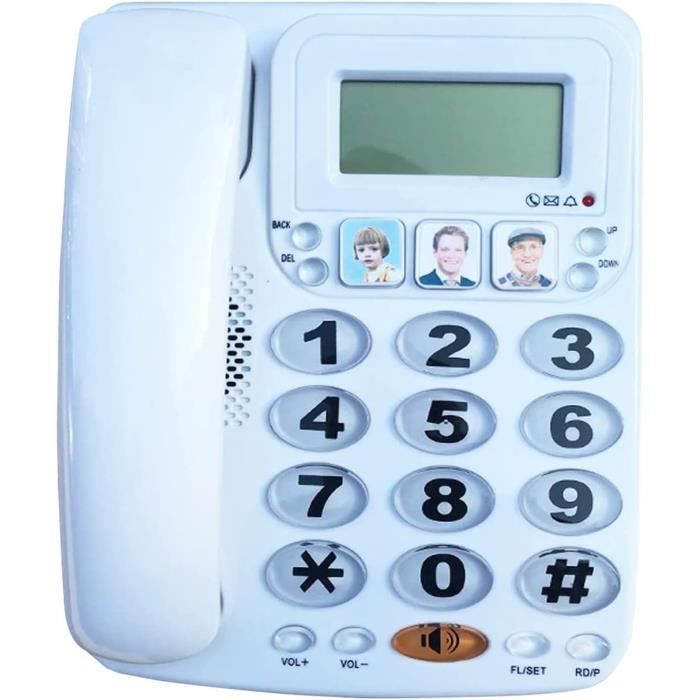 Téléphone Fixe - Téléphone De Bureau Filaire Filaire Avec Identification De L'Appelant, Fonction ...