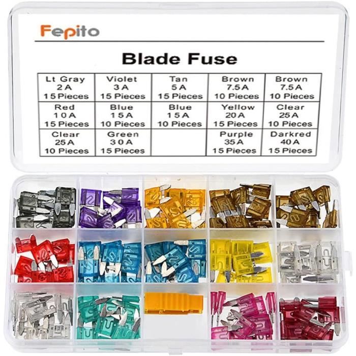 180 Fusibles À Lame Assortiment De Fusibles De Voiture 2 A 3 A 5 A 7,5 A 10 A 15 A 20 A 25 A 30 ...
