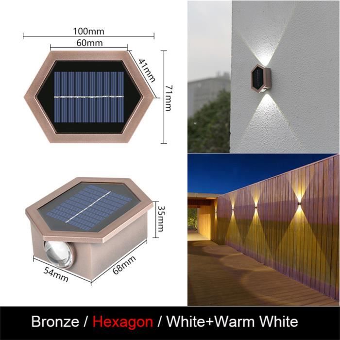 Bronze Hexagon Applique murale solaire ovalehexagonale imperméable ...